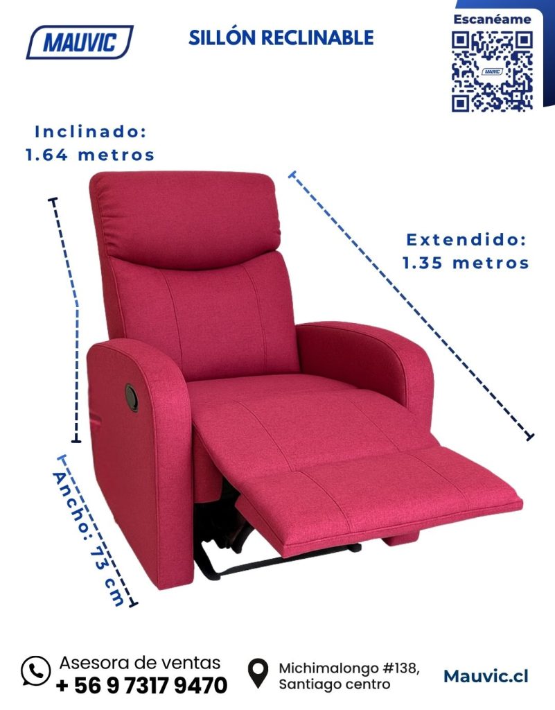 Sillón reclinable Bergere | Color Rojo rubí | Individual - Mauvic ...